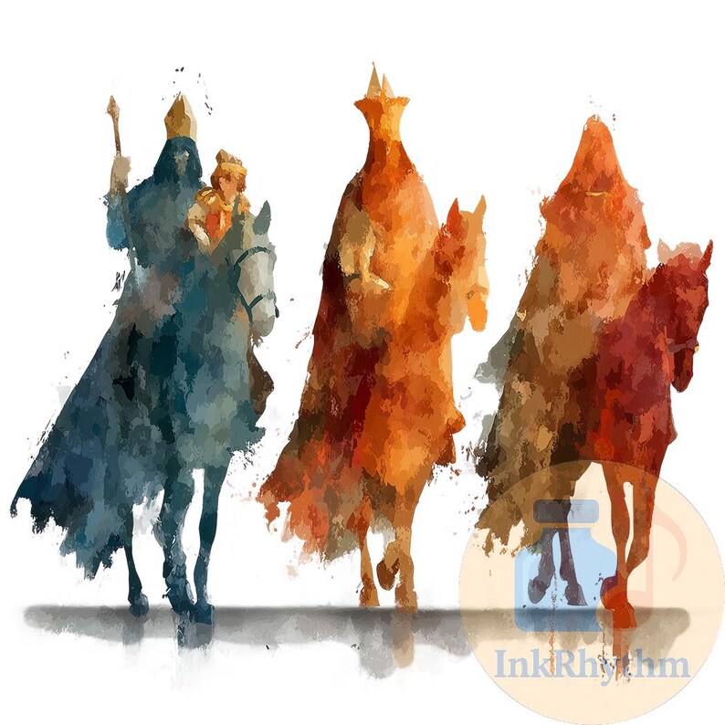 Three Wise Men Clipart Watercolor PNG, Magi Silhouette Christmas ...