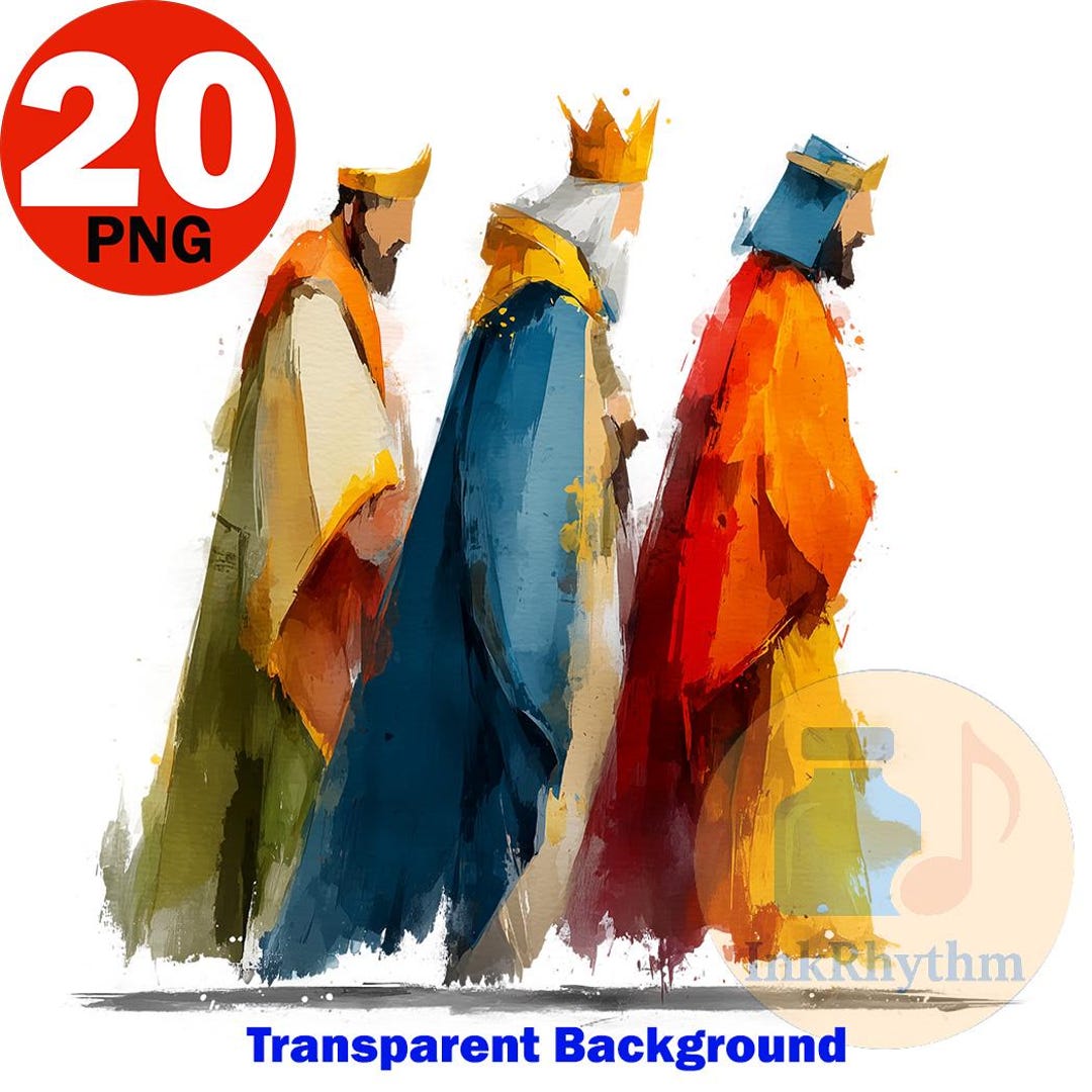 Three Wise Men Clipart Watercolor PNG, Magi Silhouette Christmas ...