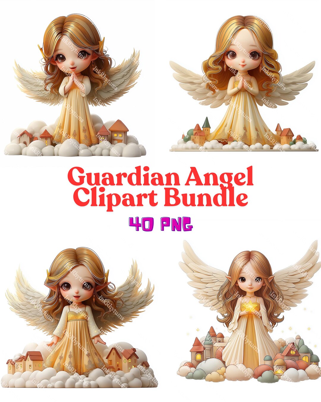 Guardian Angel Clipart Bundle, 40 PNG Graphics - Etsy