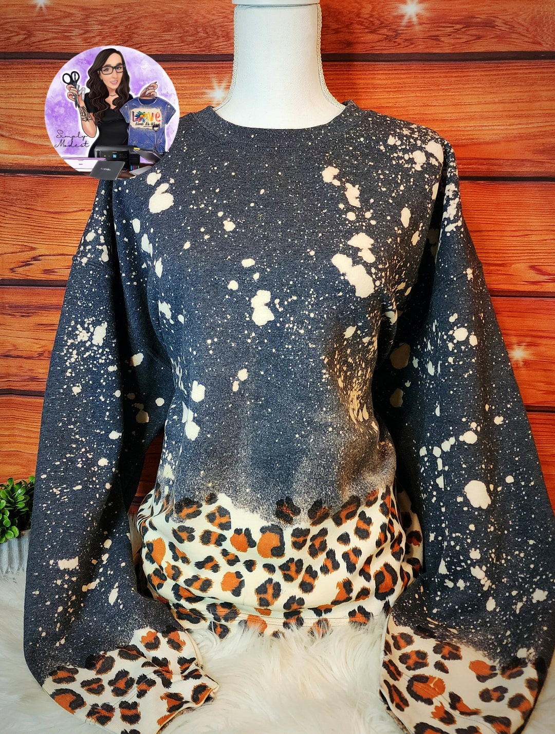 Cheetah Print Bleached Sweater, Leopard Print, Animal Print Sweater ...