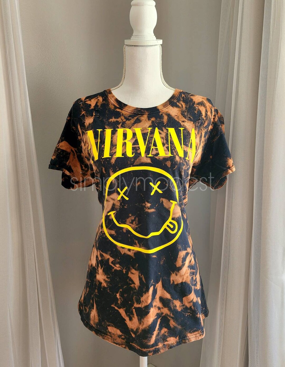 Bleached Tee, Acid Wash Tee, Band T Shirt, Black T Shirt, Custom, Adult ...