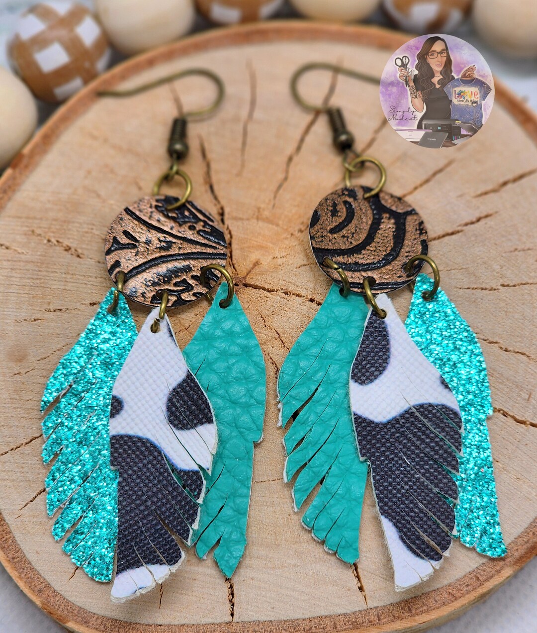 Lightweight Cow Print Faux Leather Earrings, Faux Leather Earring Set ...