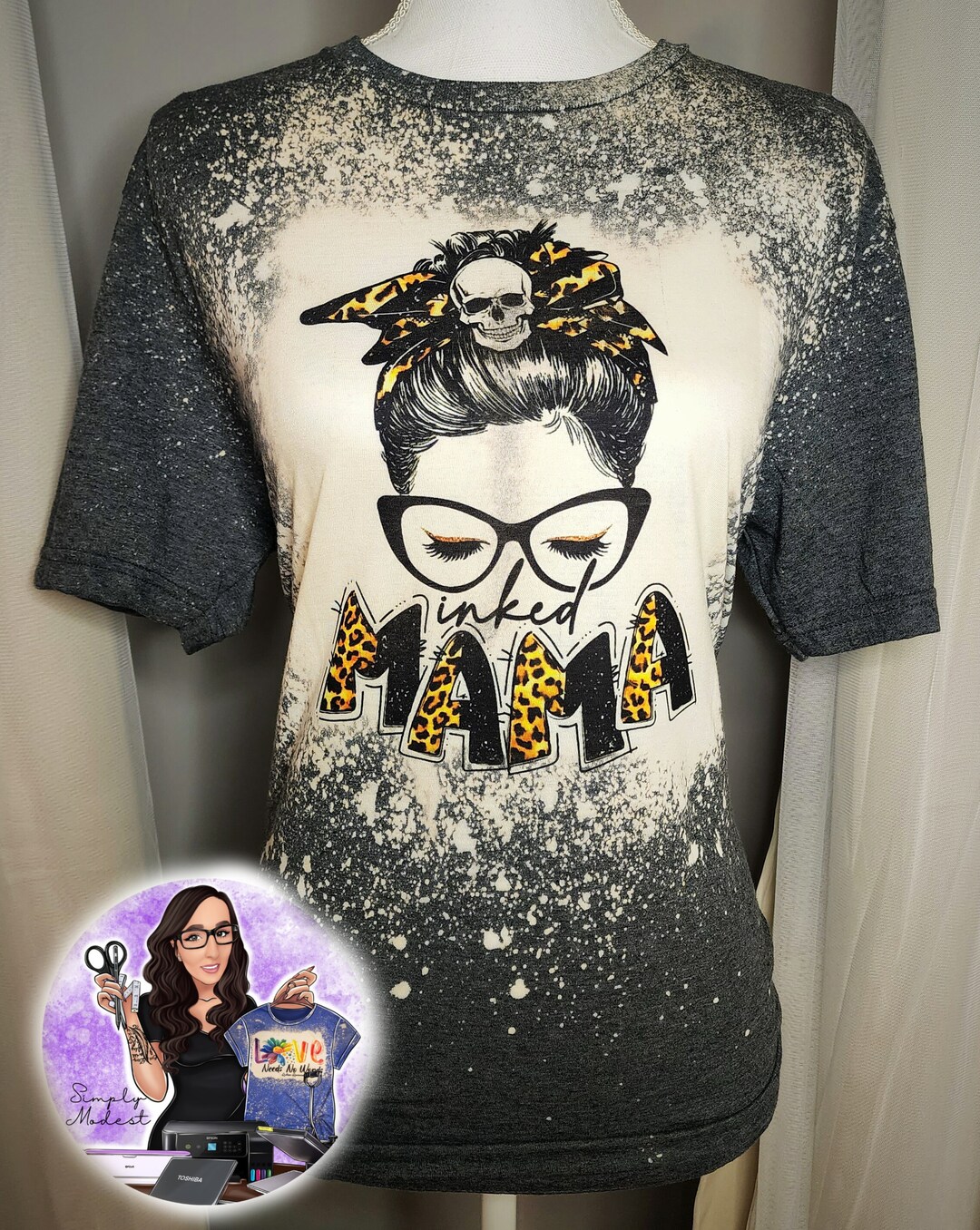 Inked Mama Bleached Tee, Shirt for Inked Moms, Inked Mama Tshirt, Gift ...