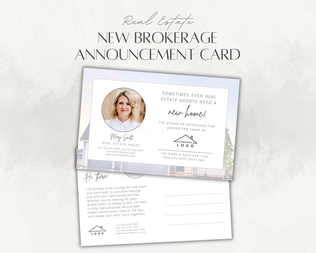 Realtor New Brokerage Announcement Postcard (real Estate Canva Template ...