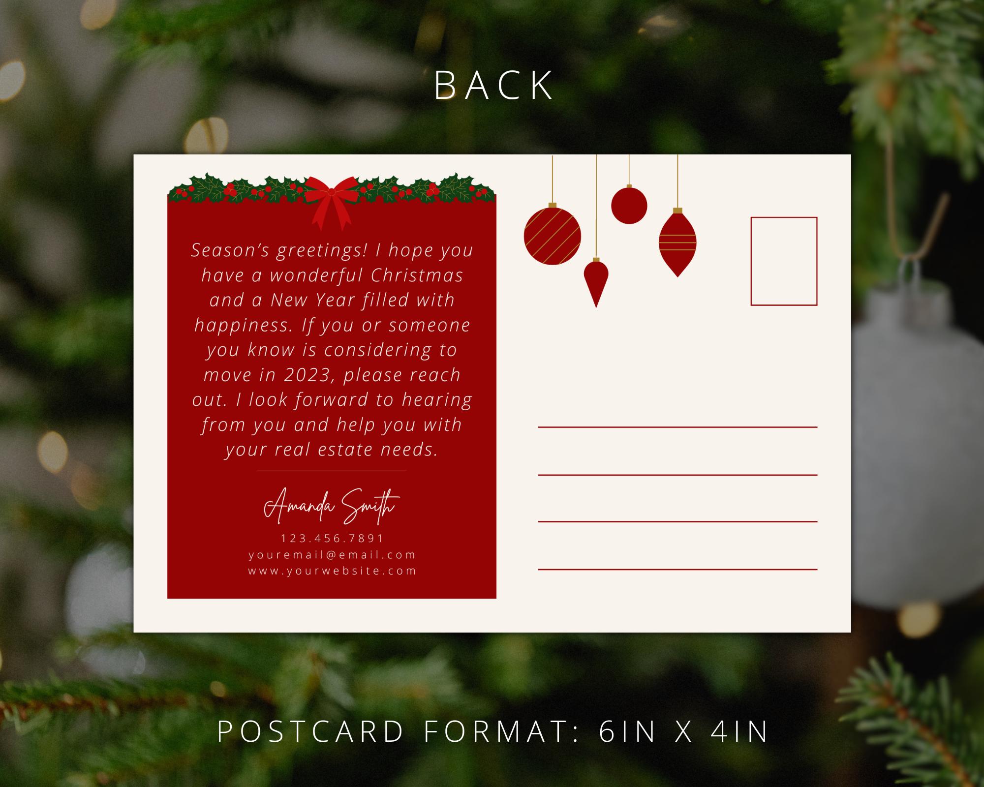 Holiday Postcard for Realtors: Real Estate Christmas Card Template ...