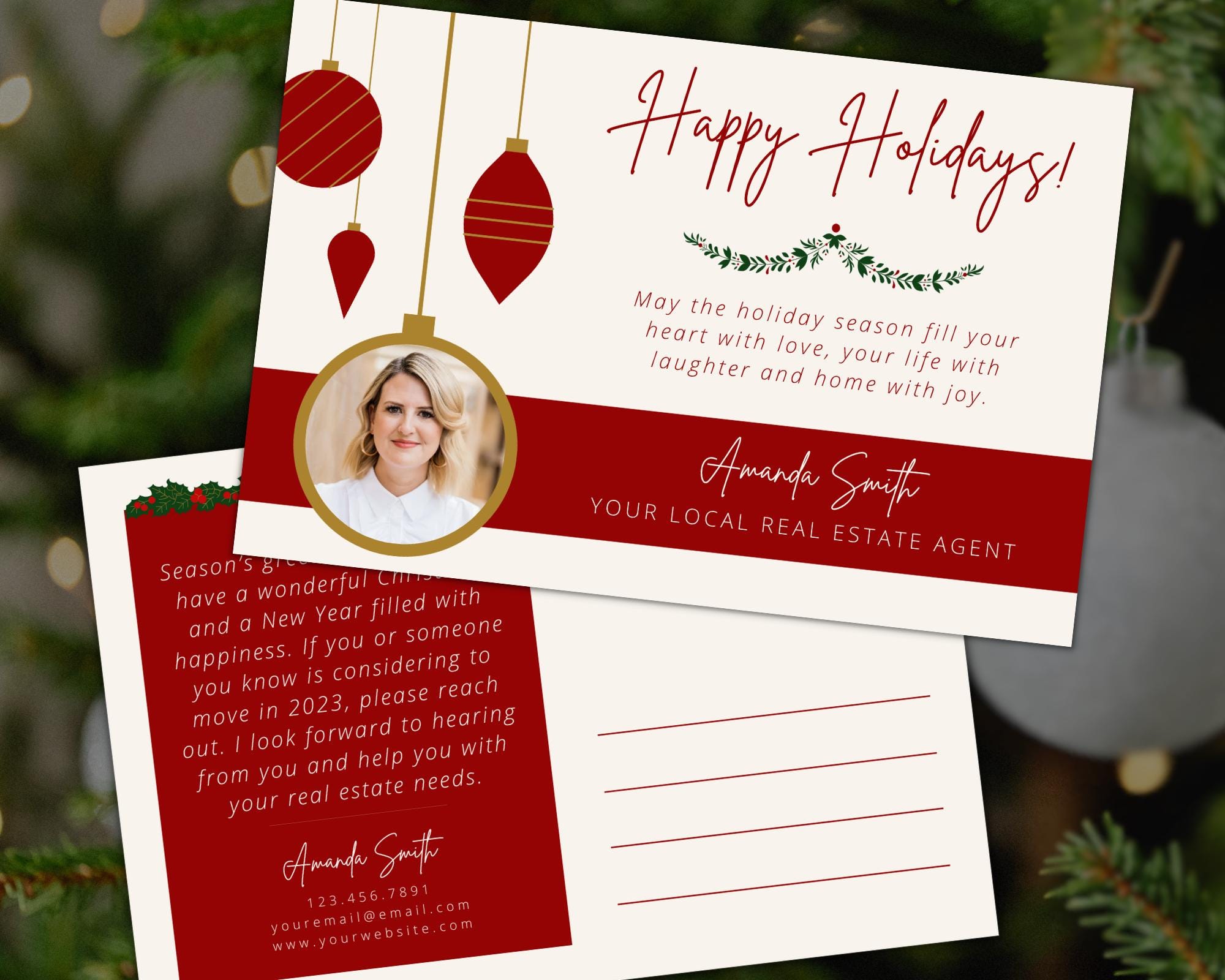 Holiday Postcard for Realtors: Real Estate Christmas Card Template ...