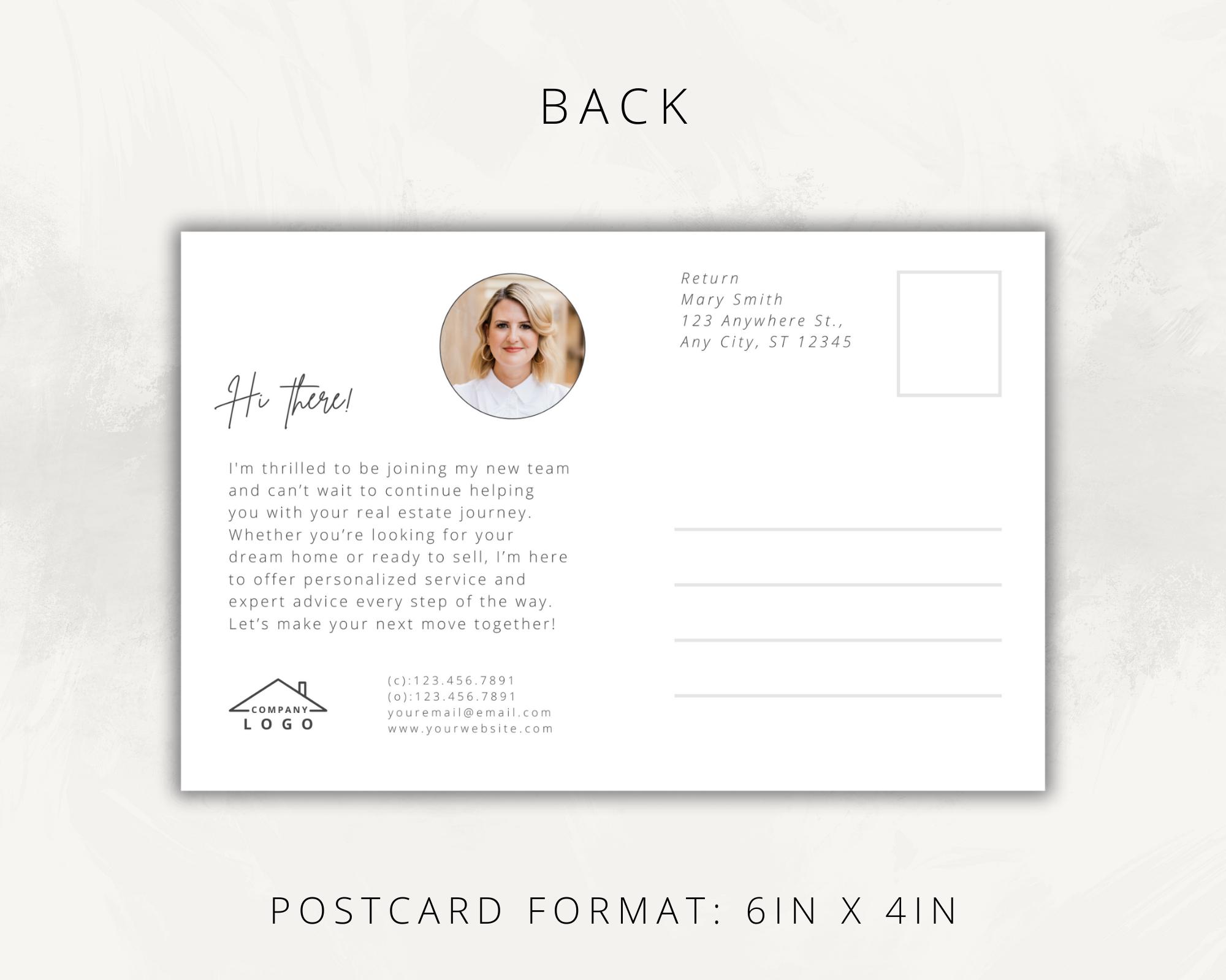 Realtor New Brokerage Announcement Postcard (real Estate Canva Template ...
