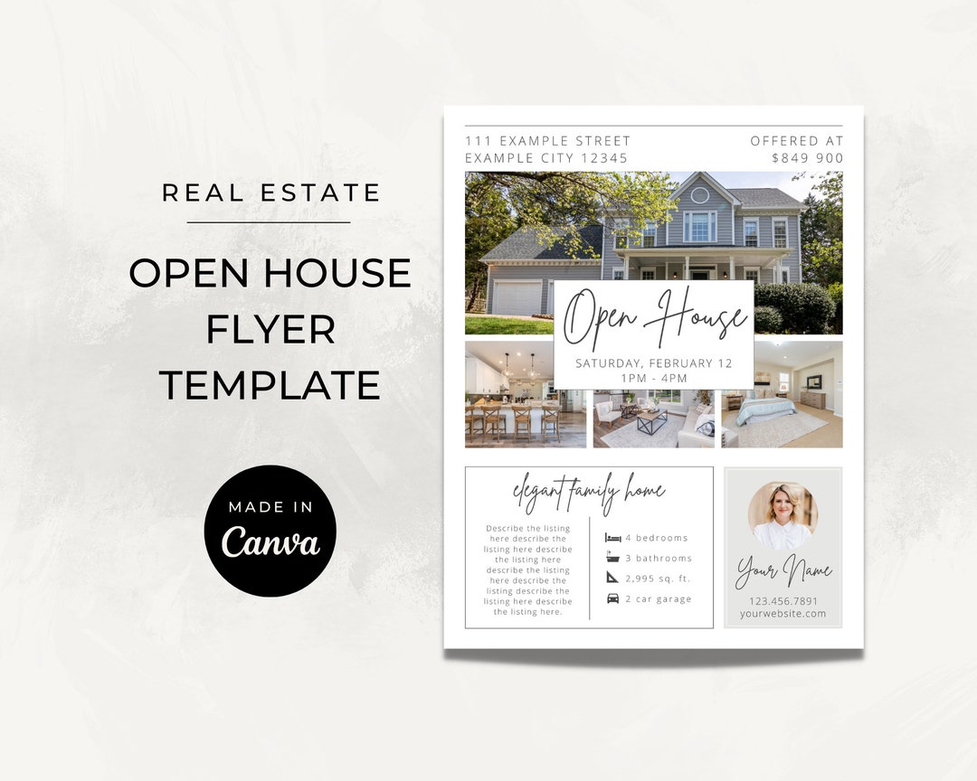 Open House Flyer for Real Estate Agents, Realtors / Editable Canva Open ...
