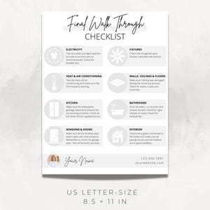 Final Walk Through Checklist for Home Buyers: Realtor Closing Marketing (real Estate Canva ...