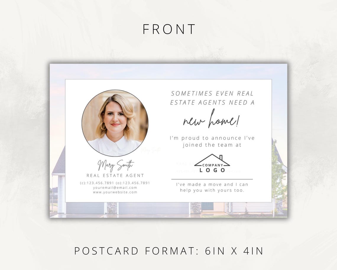 Realtor New Brokerage Announcement Postcard (real Estate Canva Template ...