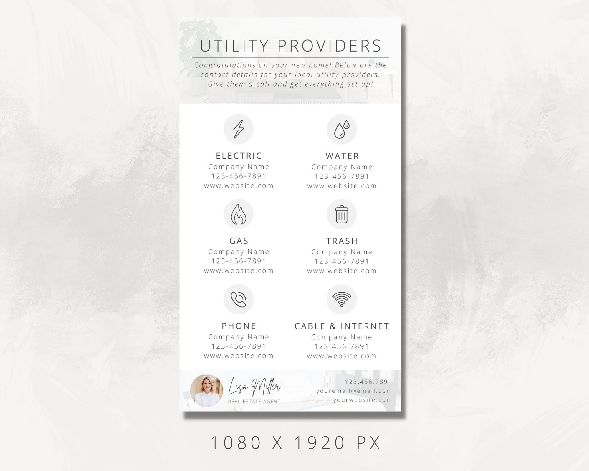 Textable Utility Providers List / Canva Real Estate Template for Phone ...