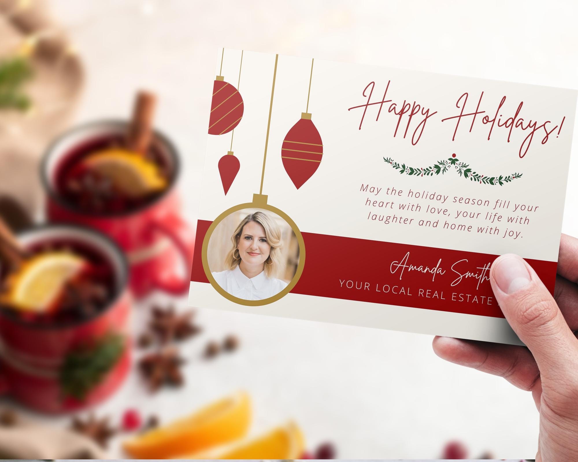 Holiday Postcard for Realtors: Real Estate Christmas Card Template ...