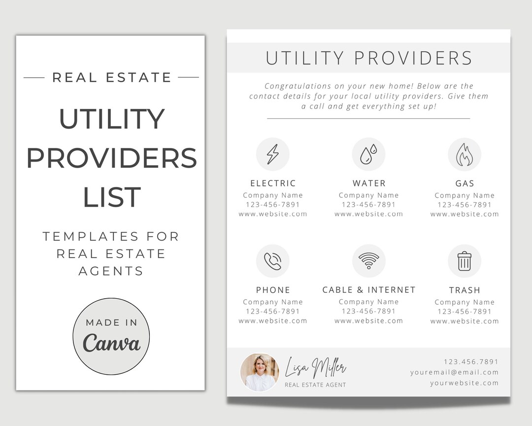 Utility Providers Flyer / Real Estate Template Canva / Utility - Etsy