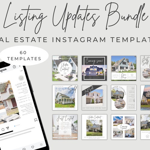 50 Listing Updates Instagram Posts Real Estate Social Media - Etsy