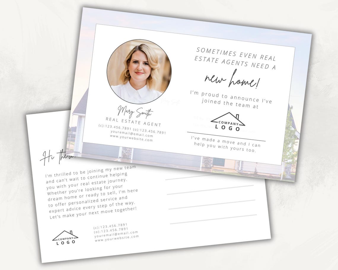 Realtor New Brokerage Announcement Postcard (real Estate Canva Template ...