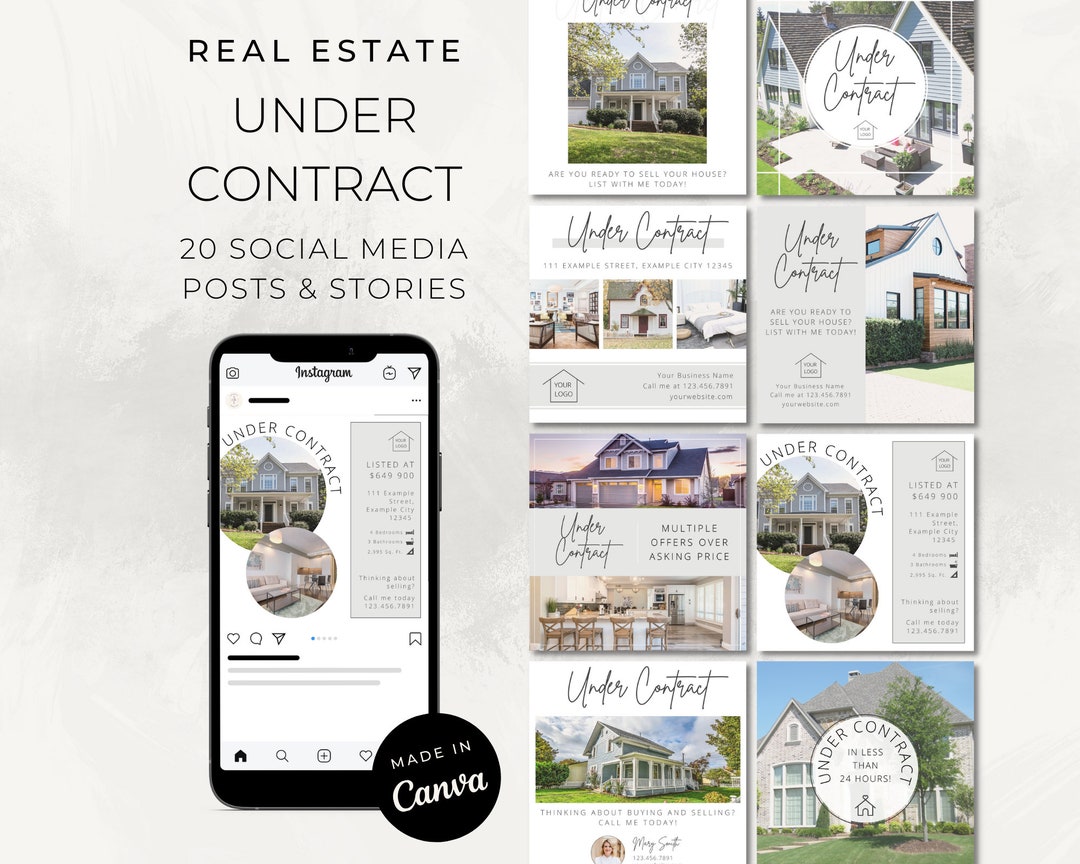 Under Contract Social Media Posts & Stories / Canva Real Estate ...