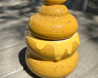Cookie Jar, Bee Hive, Bee Skep, Matte, Yellow, Natural Yellow, Ceramic ...