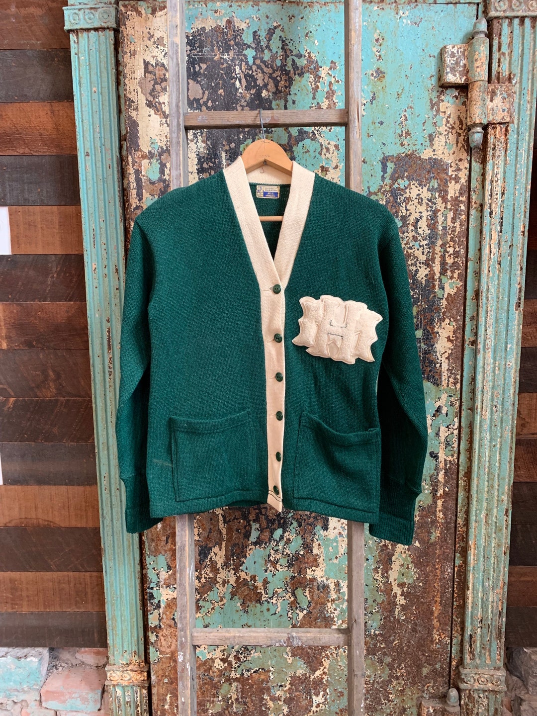 Vintage 1940s Wool Letterman Cardigan Sweater Small - Etsy
