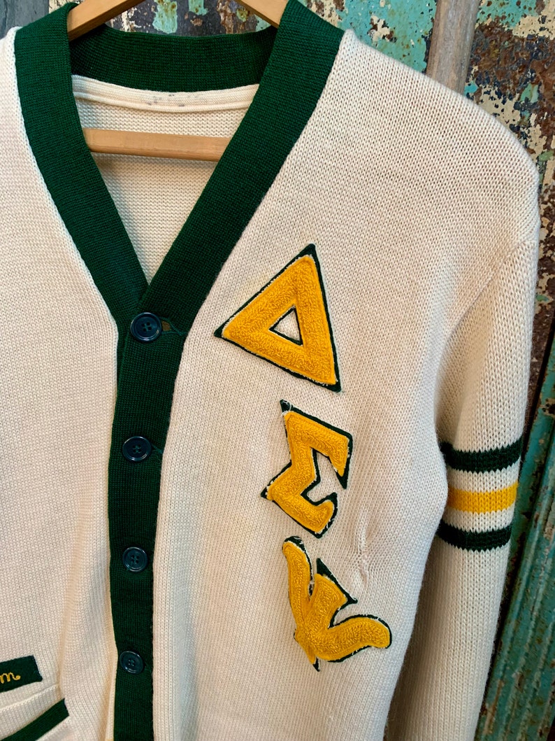 Vintage 1950s 1960s Delta Fraternity Cardigan Sweater Medium - Etsy