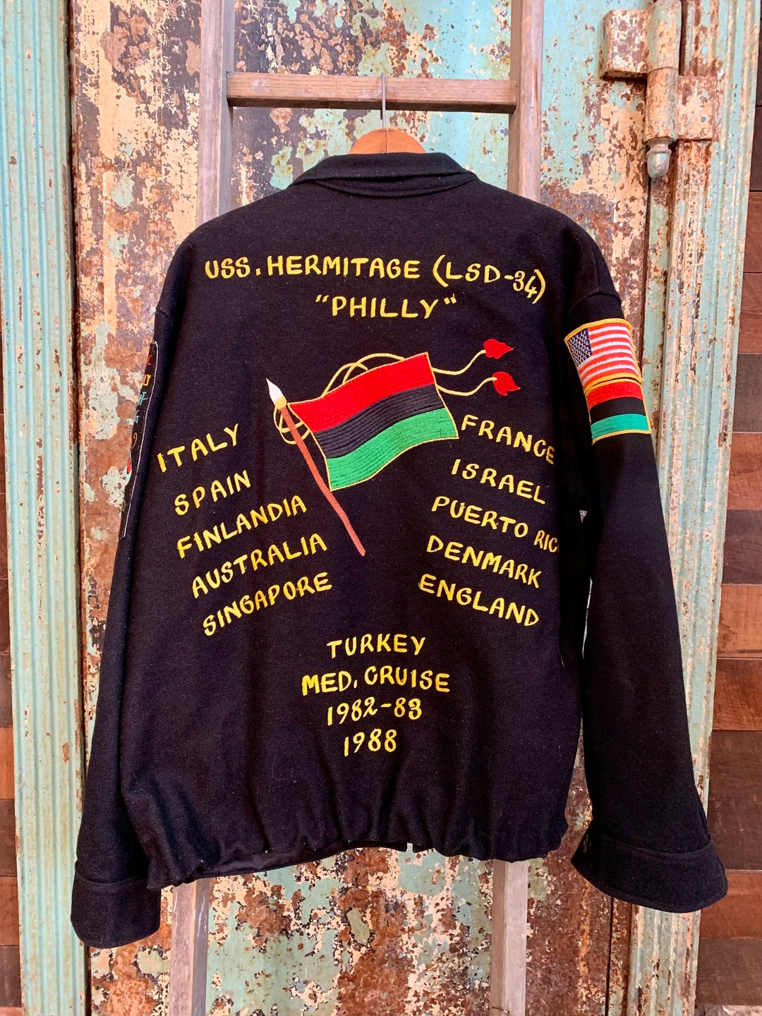 Vintage 1980s Libra Souvenir Navy Tour Jacket XL - Etsy