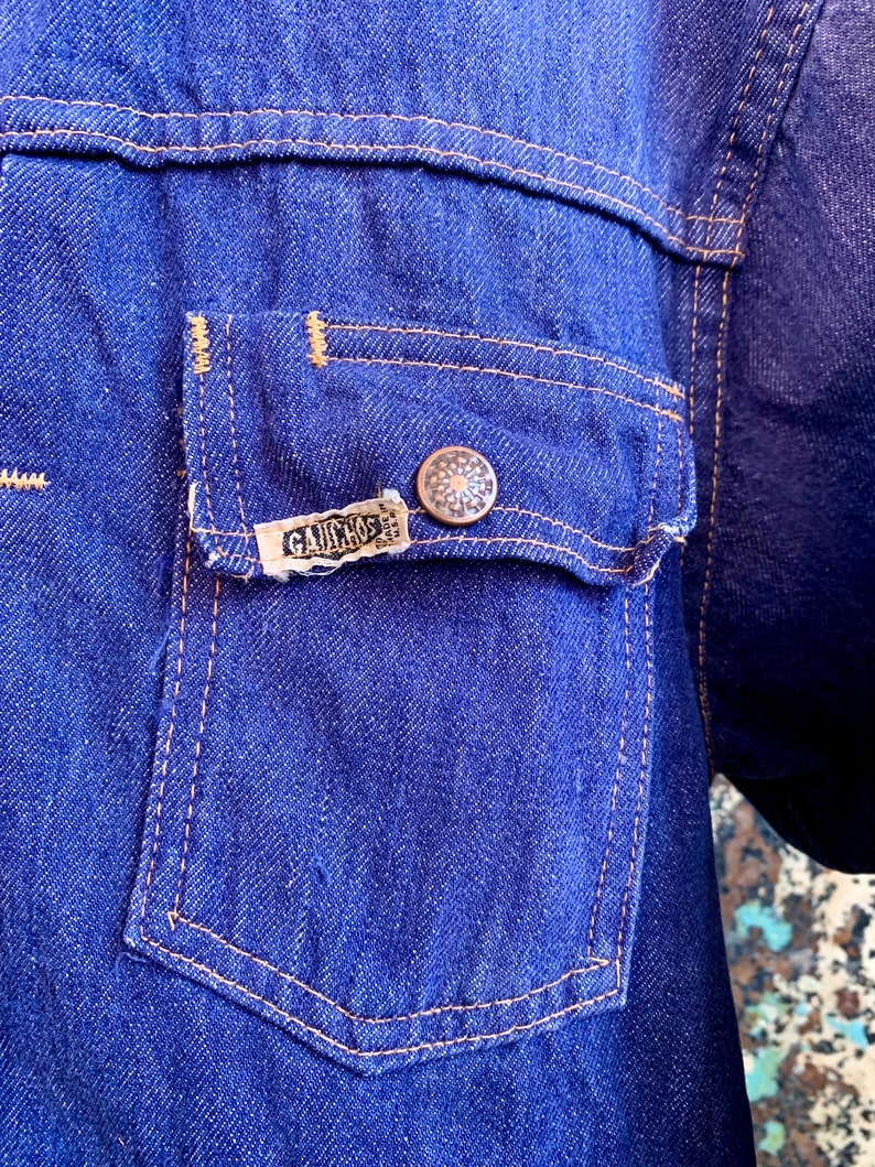 Vintage 1960s 1970s Gauchos Selvedge Denim Jacket W/ Horse Stitching ...
