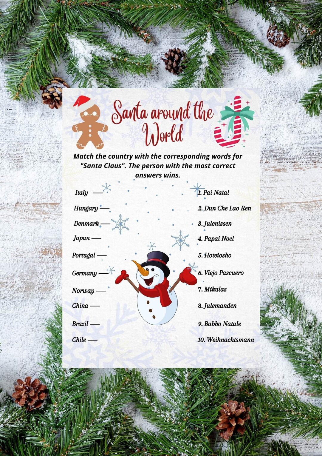 Santa Around the World - Printable Game | Christmas Family Game ...