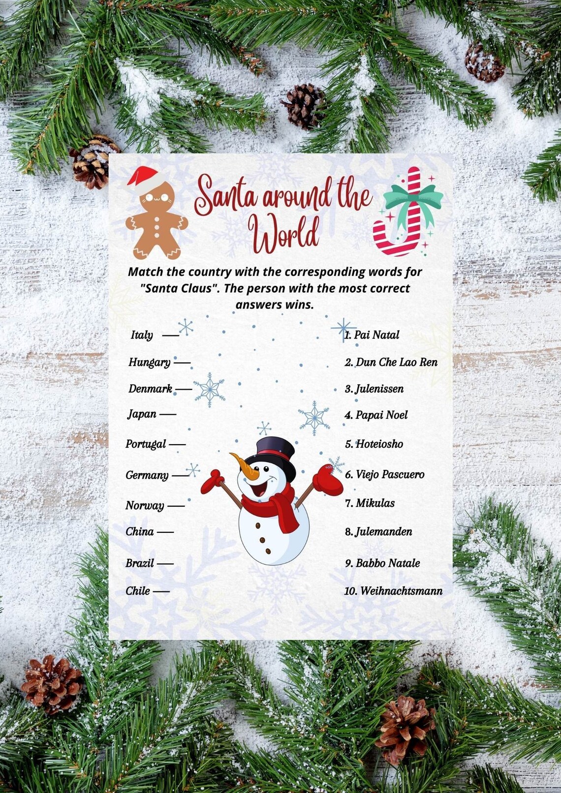 Santa Around the World - Printable Game | Christmas Family Game ...