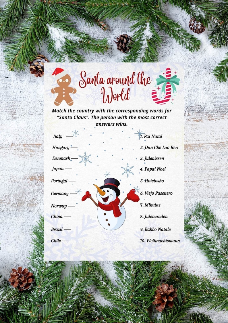 Santa Around the World - Printable Game | Christmas Family Game ...