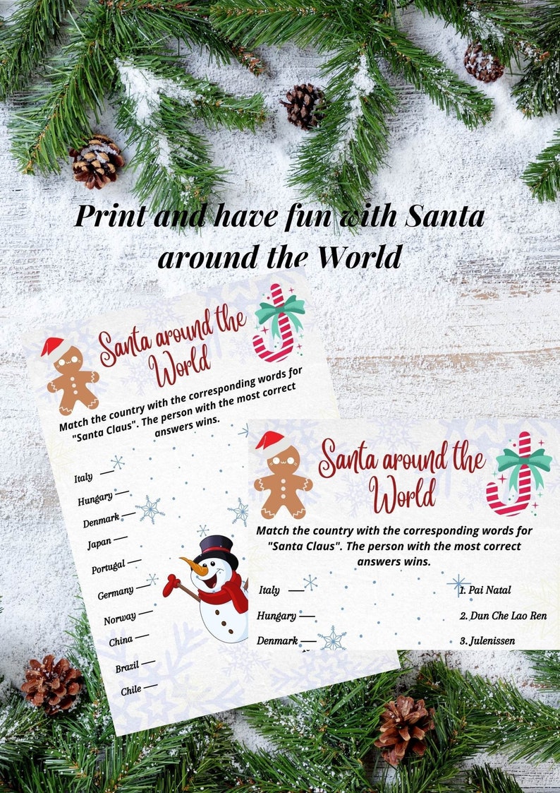Santa Around the World - Printable Game | Christmas Family Game ...