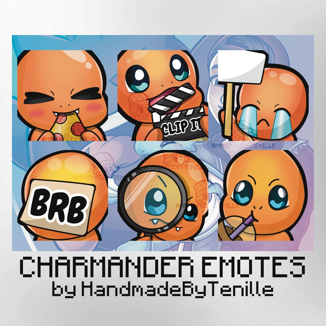 Cozy Charmander Chibi Emote Pack for Streamers X 6 / Editable for ...