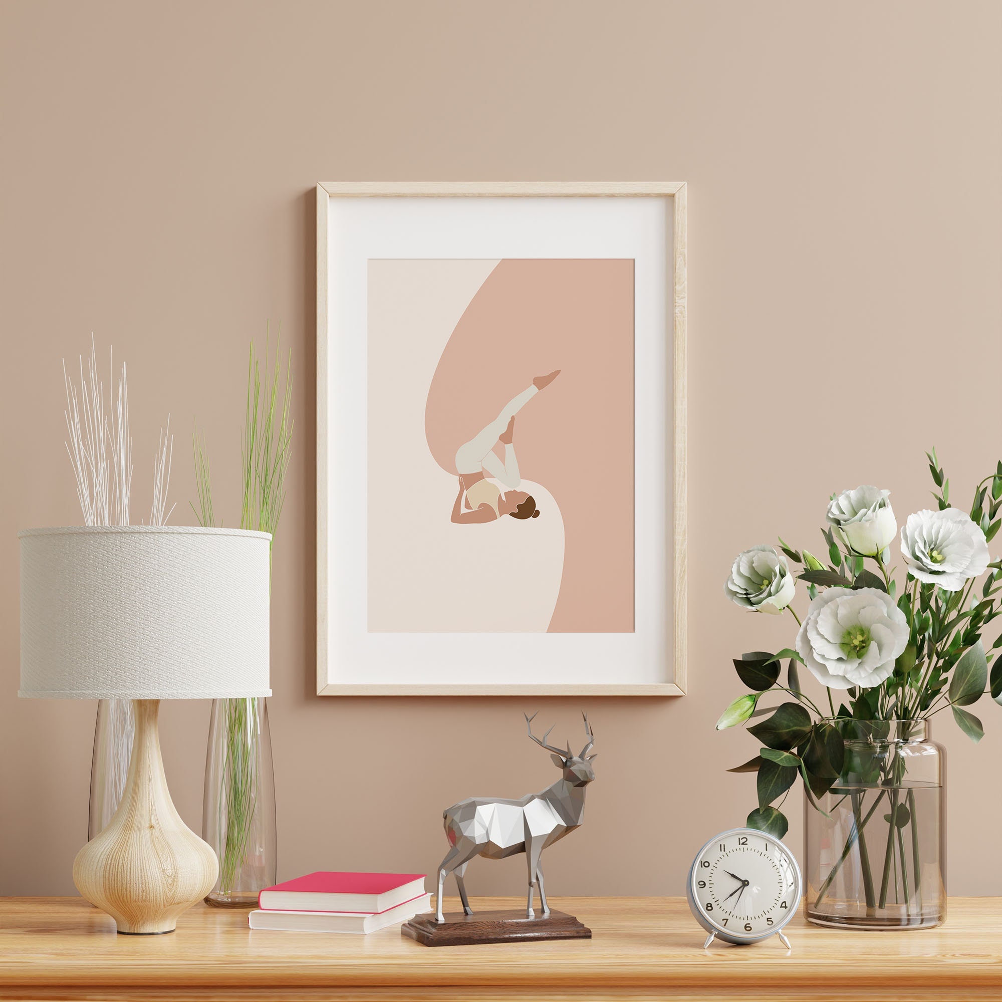 Yoga Pose Wall Decor, Yoga Poster, Earth Tone Female Print, Minimalist ...