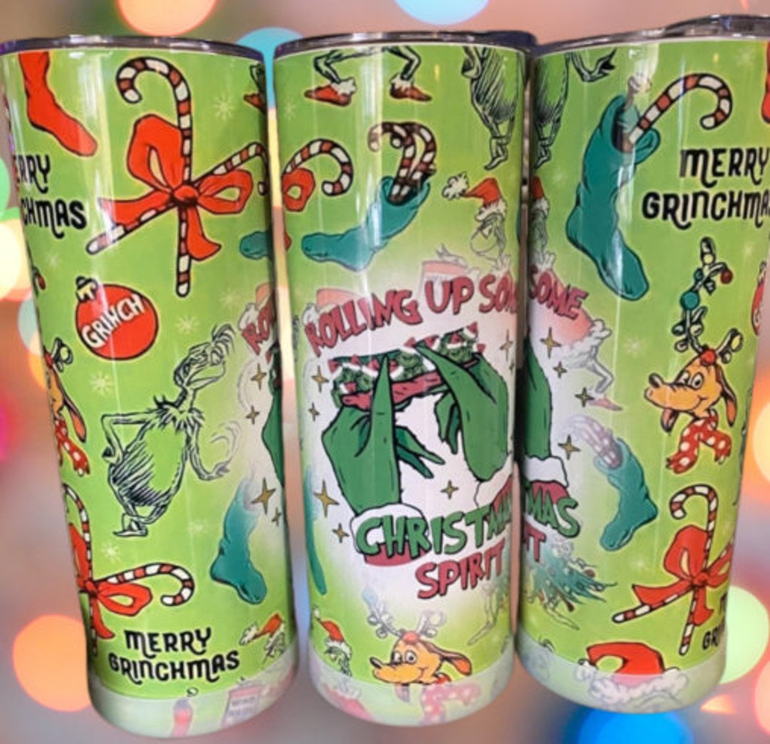 Rolling up Some Christmas Spirit weed Grinch Tumbler - Etsy