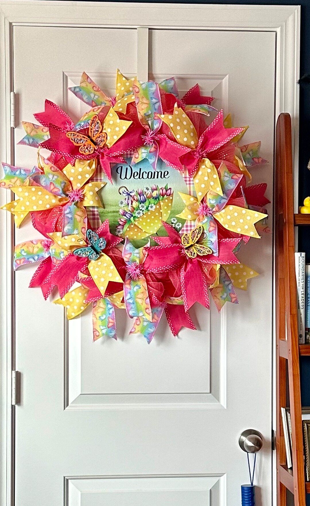 Spring Showers Wreath, Summer Wreath, Tulips and Butterflies Wreath ...