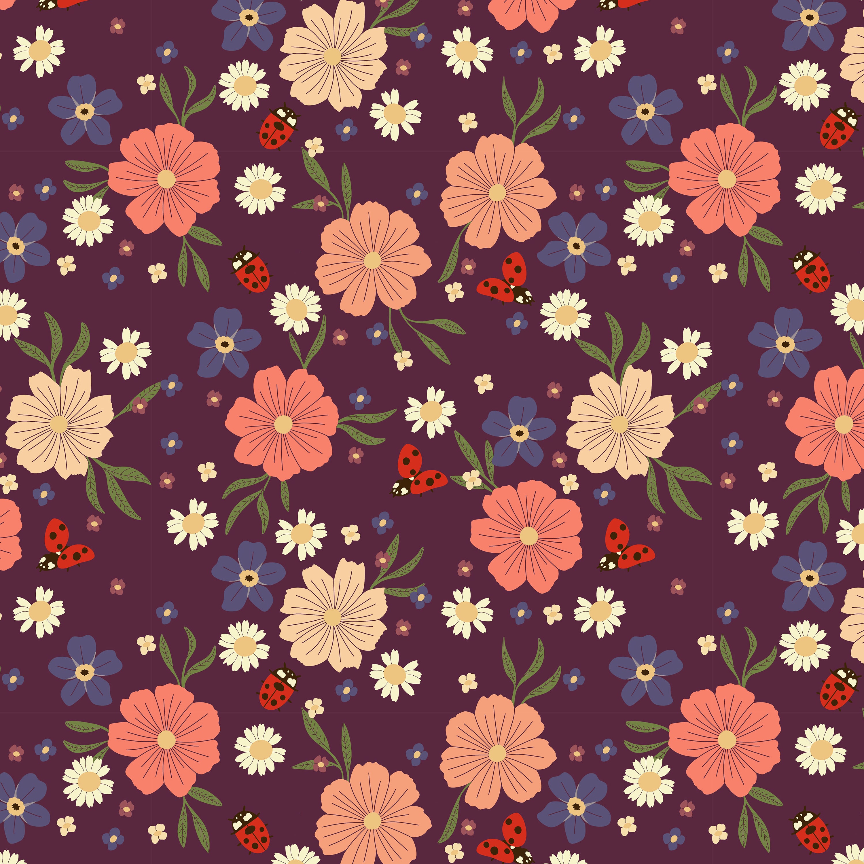 Ladybug Ditzy Pattern Art Print - Etsy