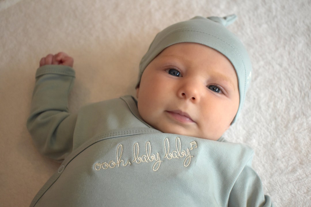 Ooh Baby Baby Blue Romper and Hat Set Newborn or Infant Outfit Smokey ...