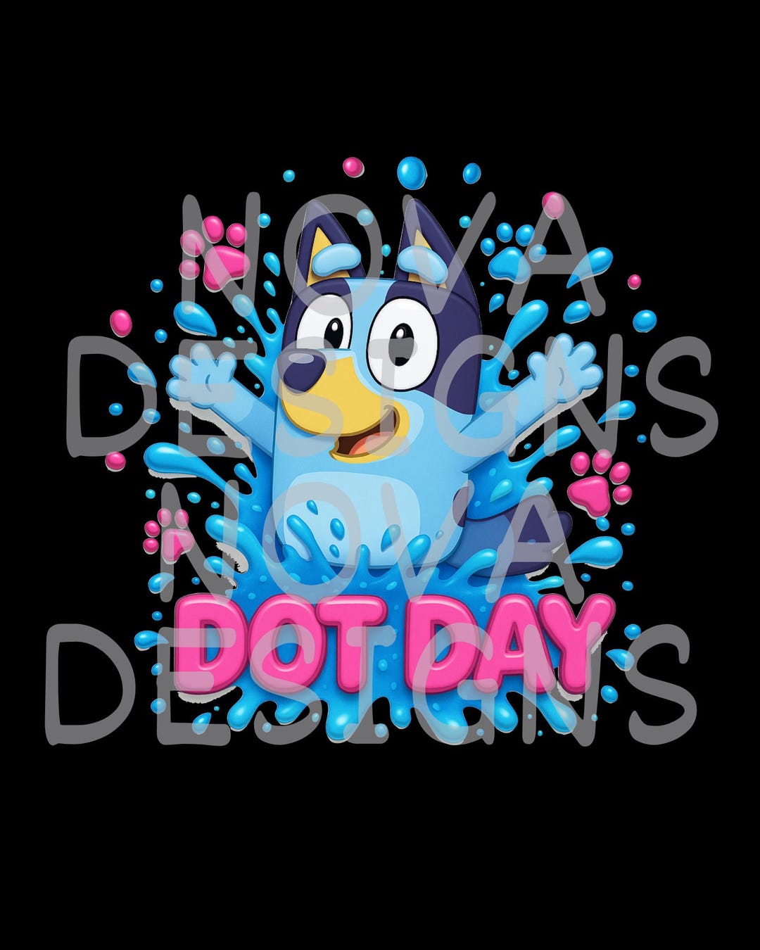 Cute Blue Dog Splah Design Dot Day PNG Instant Download - Etsy