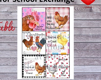 Chicken Valentine Card - Etsy