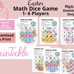 Easter Math Dice Game for Kids, Download Print Dice Game, Digital File ...