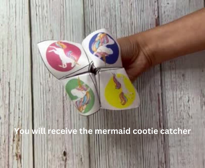 Mermaid Fortune Teller Cootie Catcher, Kids Party Game (printable PDF ...