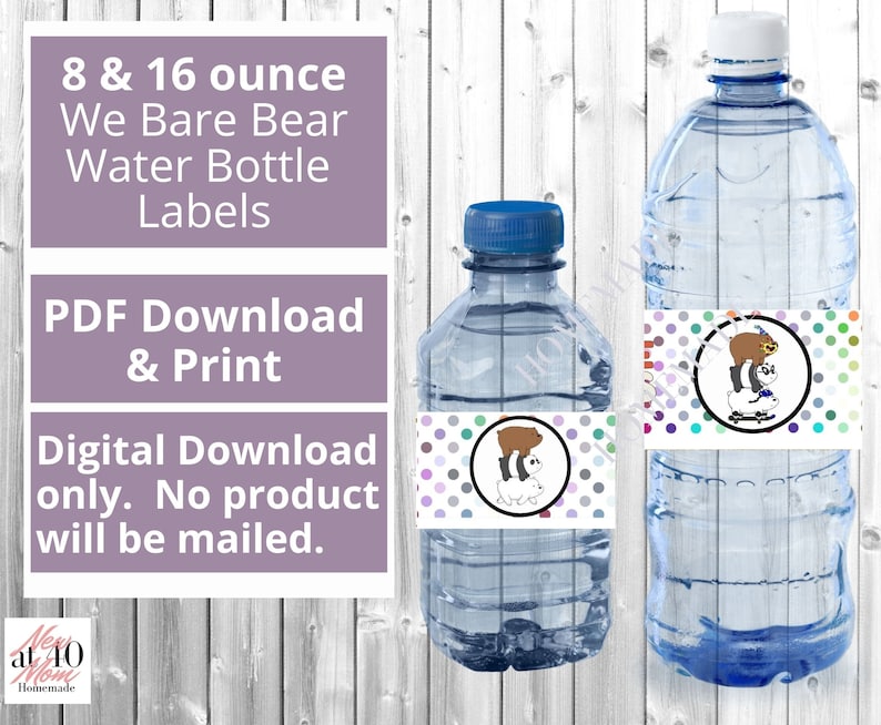 We Bare Bears Water Bottle Labels for Birthday Party, We Bare Bears ...