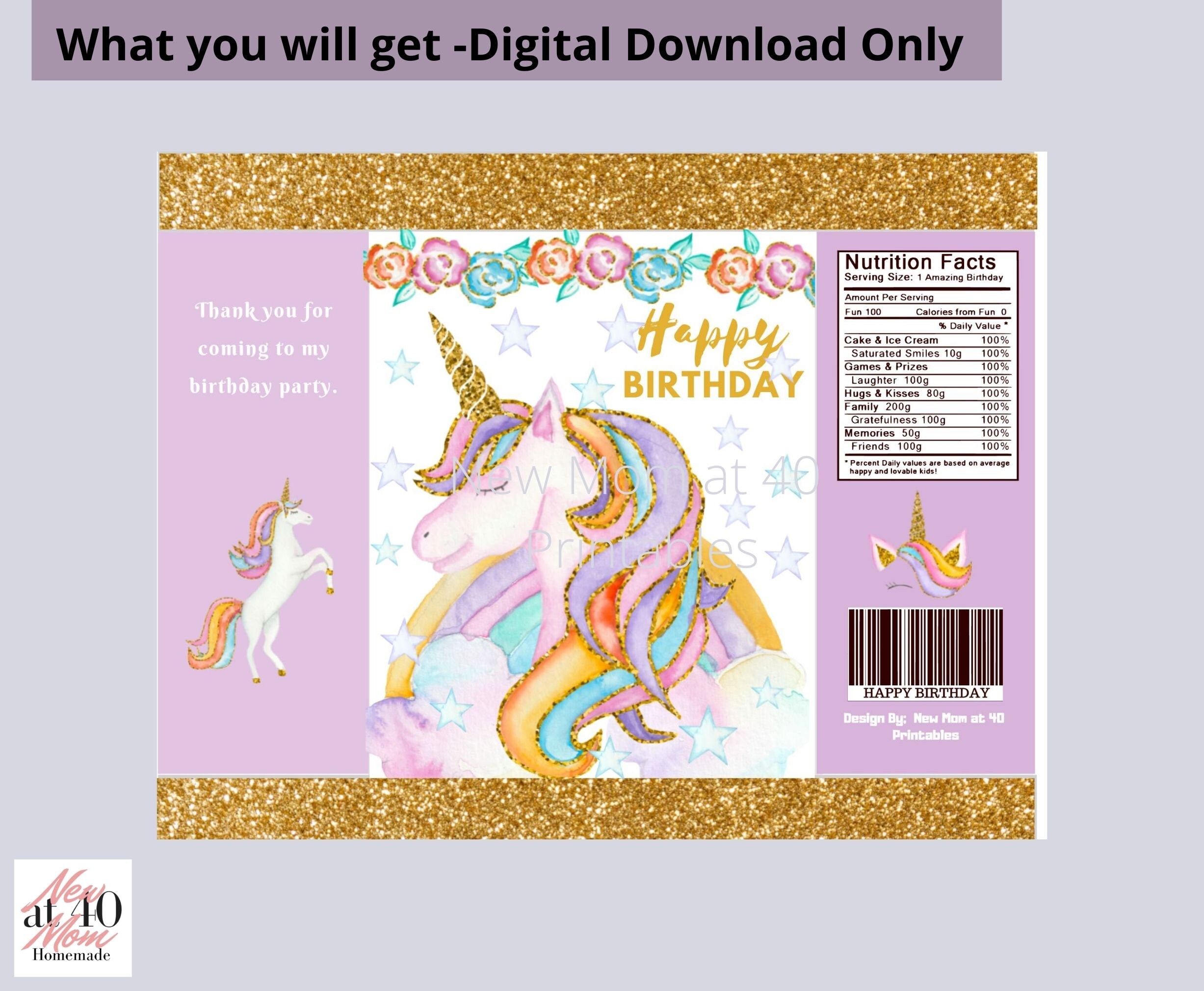 DIGITAL DOWNLOAD Unicorn Theme Chip Bag Labels Printable, Unicorn Treat ...