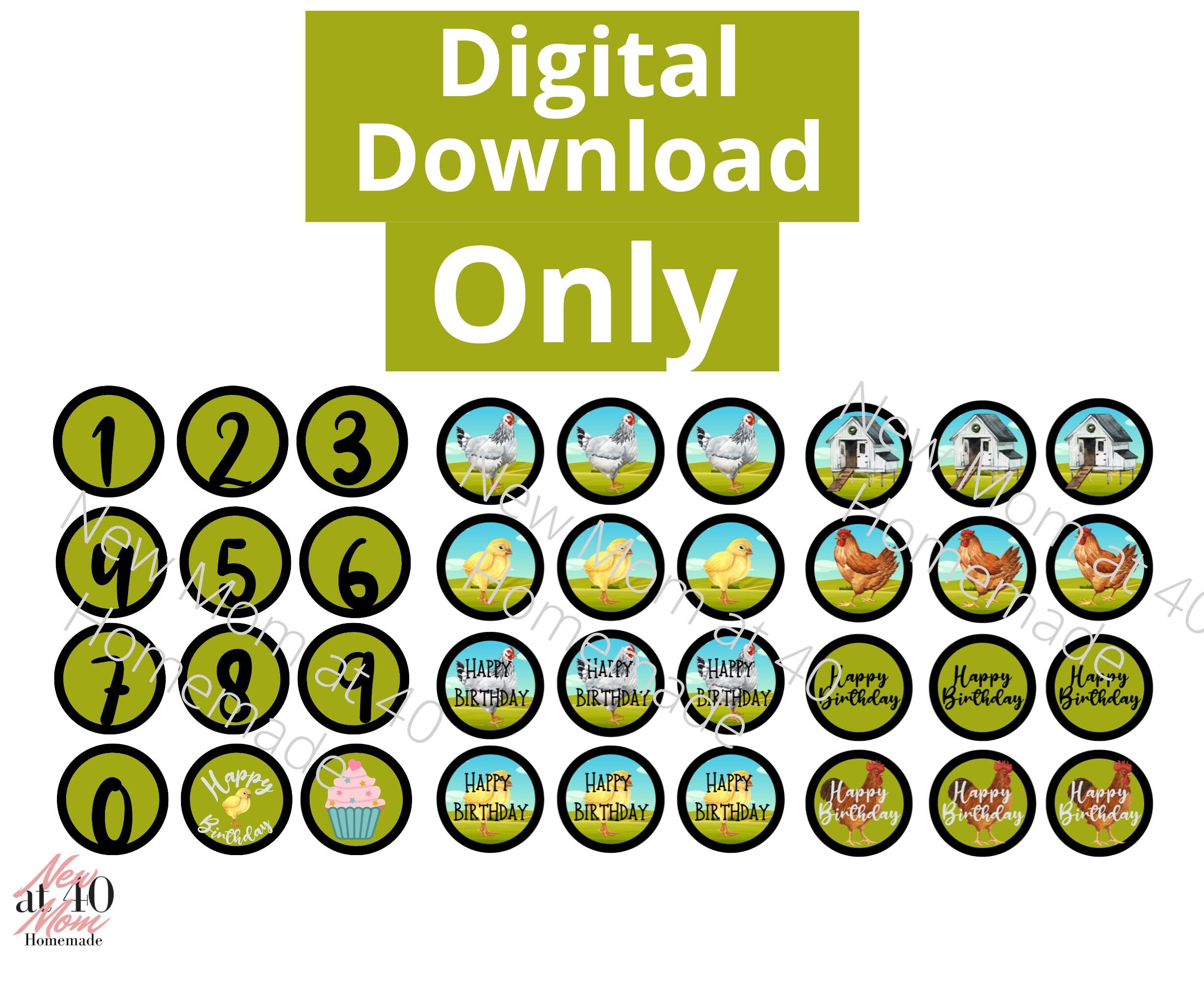 DIGITAL Instant DOWNLOAD and Print Chicken Birthday Cupcake Toppers ...