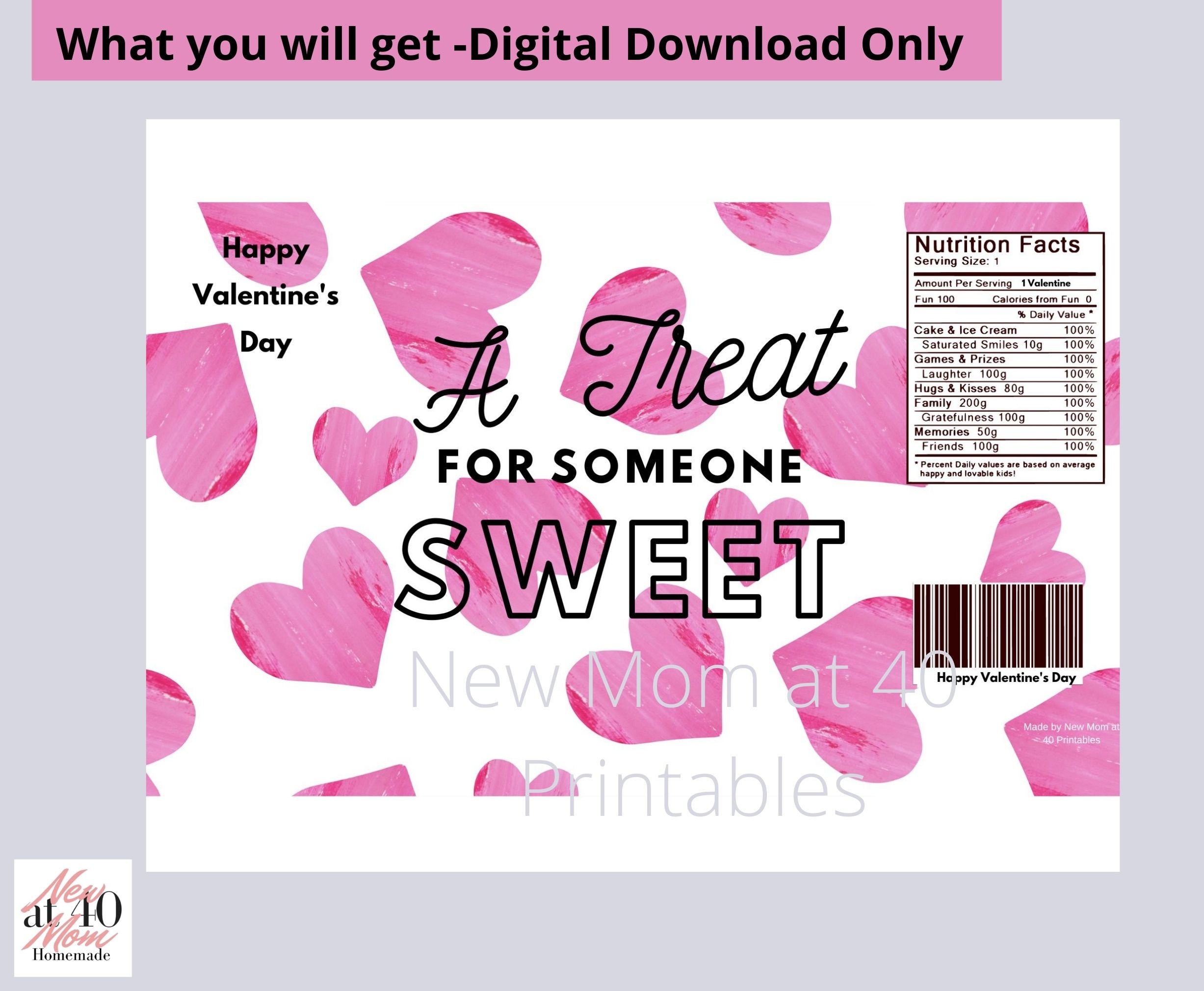 DIGITAL DOWNLOAD Valentine Pink Hearts Theme Chip Bag Labels Printable ...