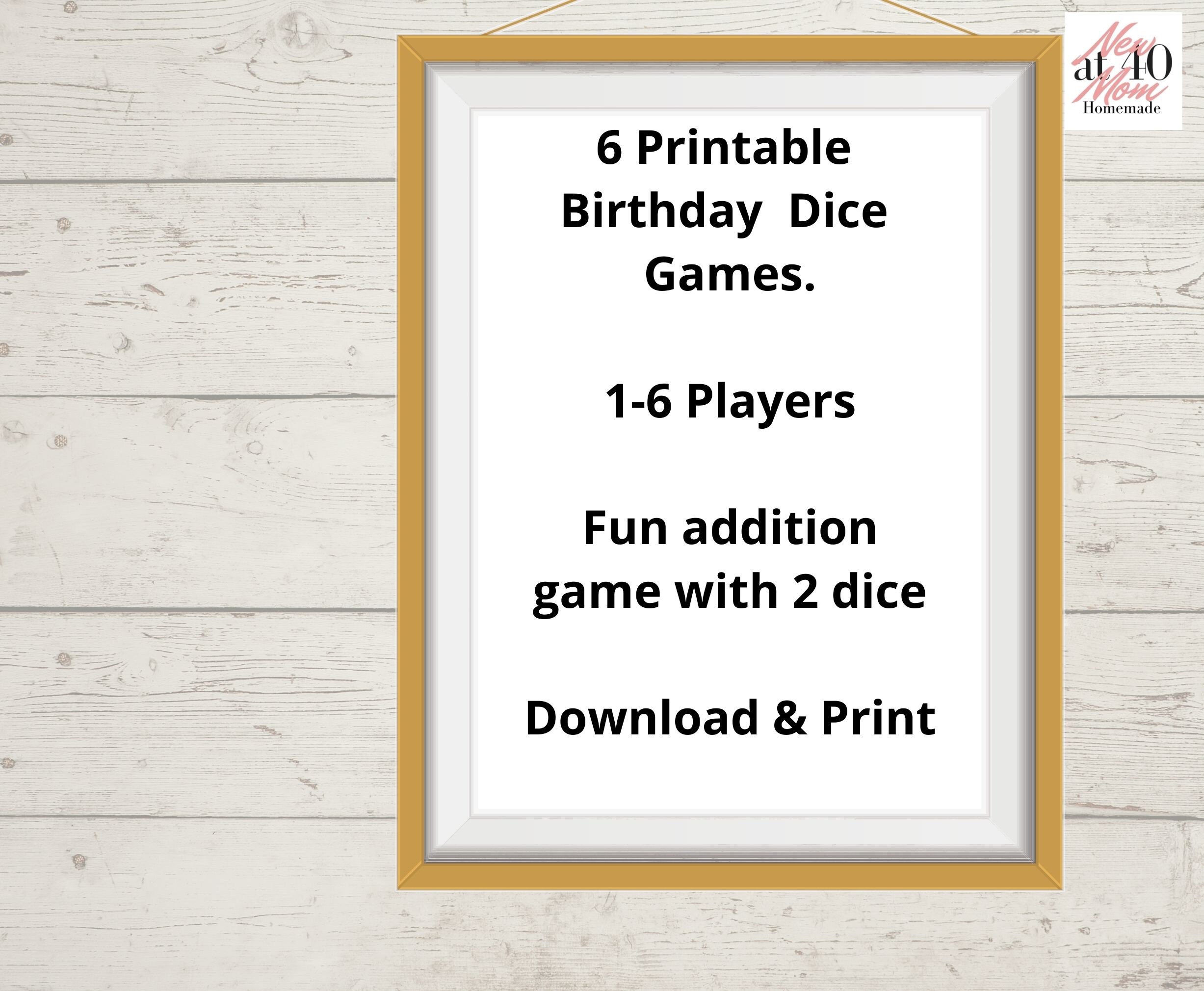 Birthday Party Day Math Dice Game for Kids, Download Print Dice Game ...