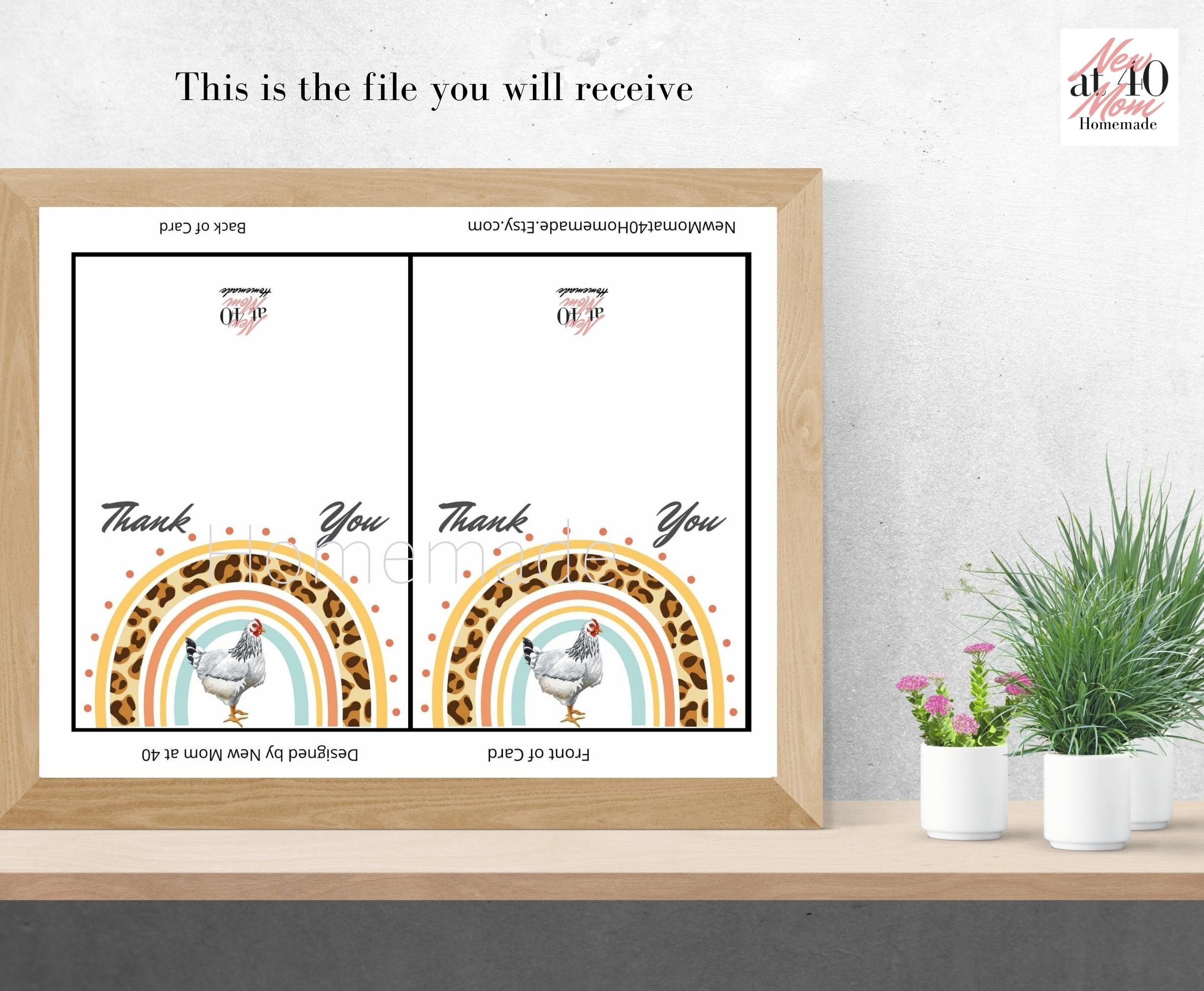 Hen Thank You Card, Rainbow Chicken, Printable (digital Download) - Etsy