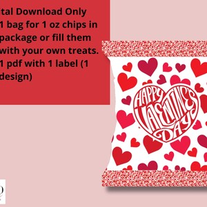 DIGITAL DOWNLOAD Valentine Red Hearts Theme Chip Bag Labels Printable ...