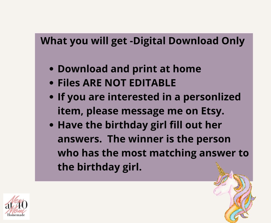 Instant Download Who Knows the Birthday Girl Best, Birthday Party Game ...