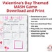 MASH Valentine Themed Printable Party Game - Instant Download Bridal ...