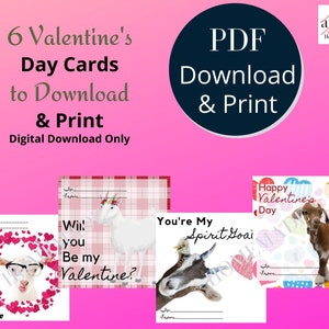Goat Valentine Card, Digital Download, Goat Valentine Printable, Kids ...