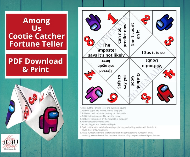 Among Us Cootie Catcher Game, Fortune Teller Game, Party Game. Party ...